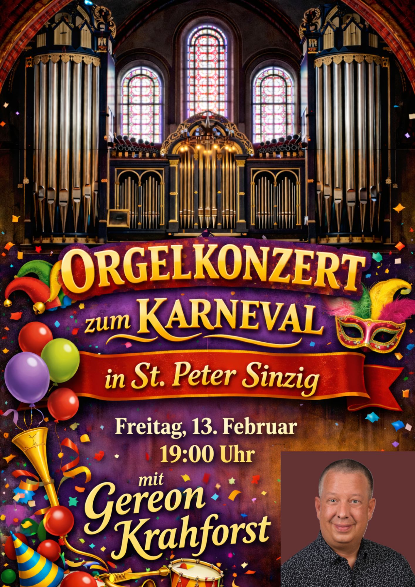 Karnevals-Orgelkonzert in St. Peter, Sinzig | Pfarrei Sinzig